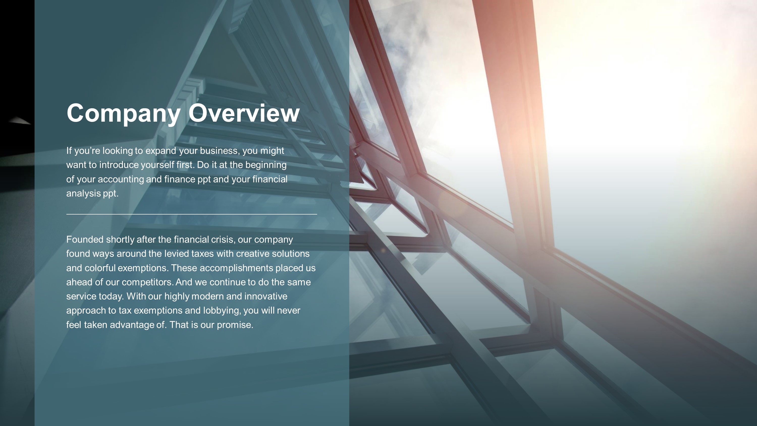 Financial Company Overview PowerPoint Template SlideStore