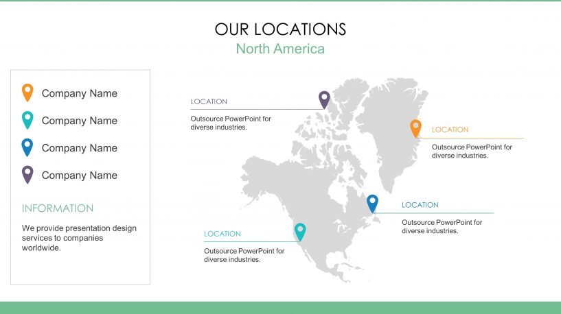 Assorted Continents With Markers | Maps for PowerPoint | SlideStore