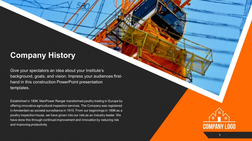 Free Construction Company History PowerPoint Slide – SlideStore